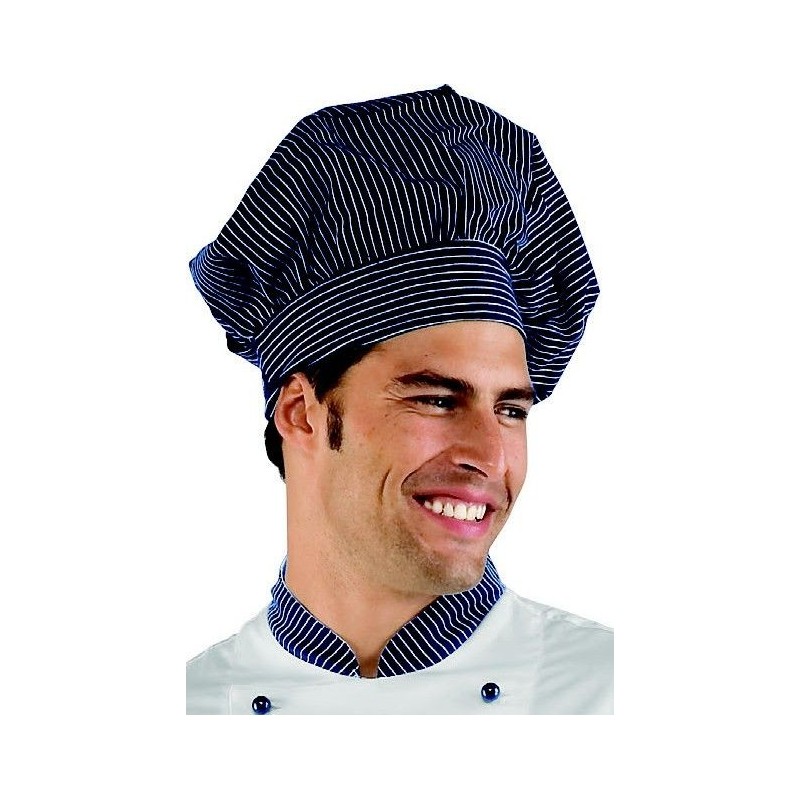 Toque italienne cuisine bleu rayé blanc réglable - LISAVET